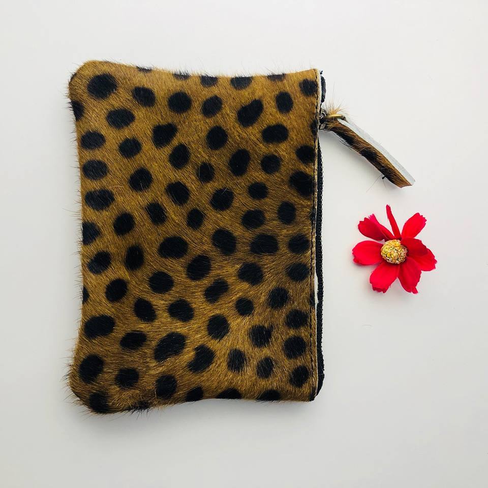 Brown Cowhide Fur Mini Purse & Coin Pouch | Furry Compact Card Holder ...