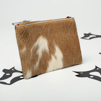 Brown Cowhide Fur Mini Purse & Coin Pouch | Furry Compact Card Holder ...