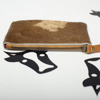 Brown Cowhide Fur Mini Purse & Coin Pouch | Furry Compact Card Holder ...