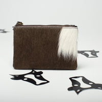 Brown Cowhide Fur Mini Purse & Coin Pouch | Furry Compact Card Holder ...