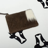 Brown Cowhide Fur Mini Purse & Coin Pouch | Furry Compact Card Holder ...