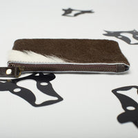 Brown Cowhide Fur Mini Purse & Coin Pouch | Furry Compact Card Holder ...