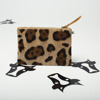 Brown Cowhide Fur Mini Purse & Coin Pouch | Furry Compact Card Holder ...